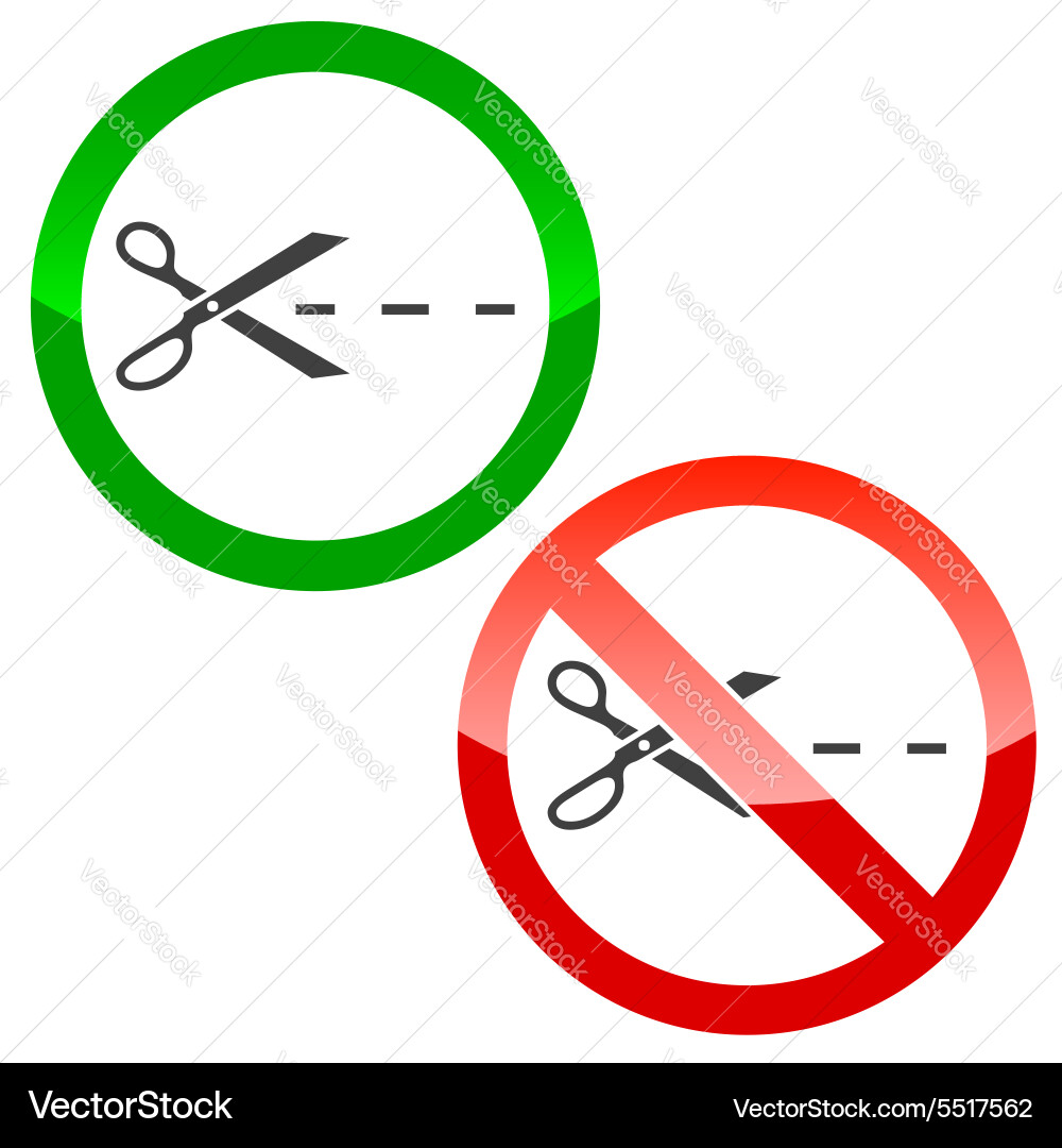 Cut permission signs set Royalty Free Vector Image