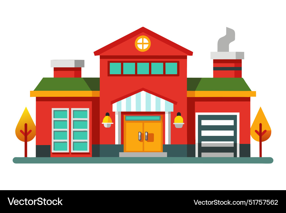 Fire house flat on white background Royalty Free Vector