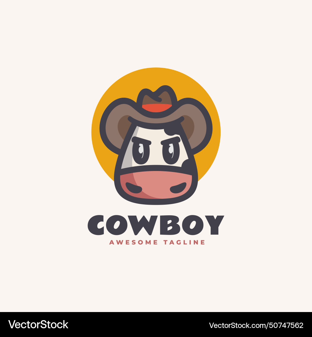 Logo cowboy cow simple mascot style Royalty Free Vector