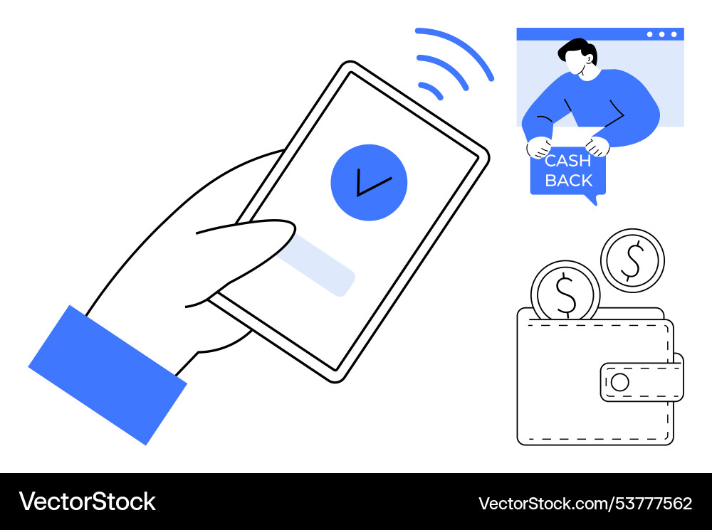 Mobile cashback transaction digital wallet and Vector Image