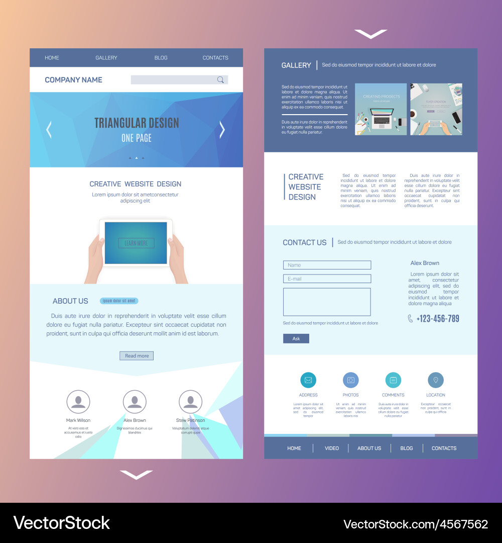 Modern Booklet Website Template Royalty Free Vector Image