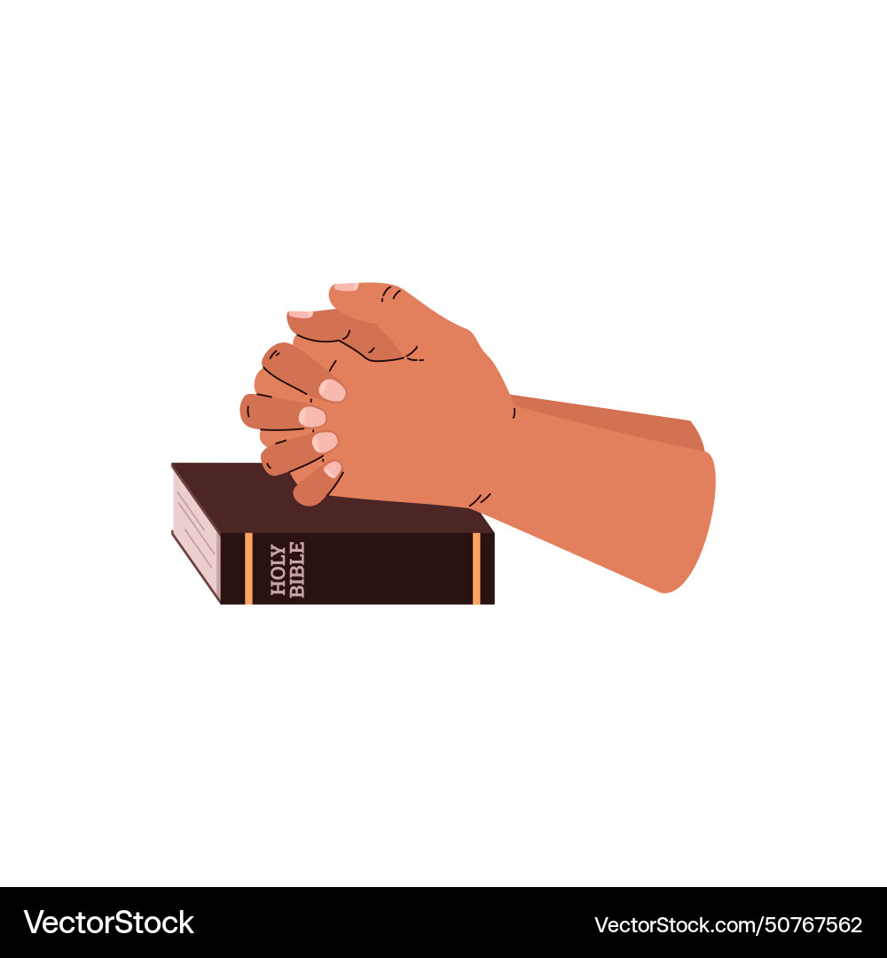 Praying hands on bible Royalty Free Vector Image
