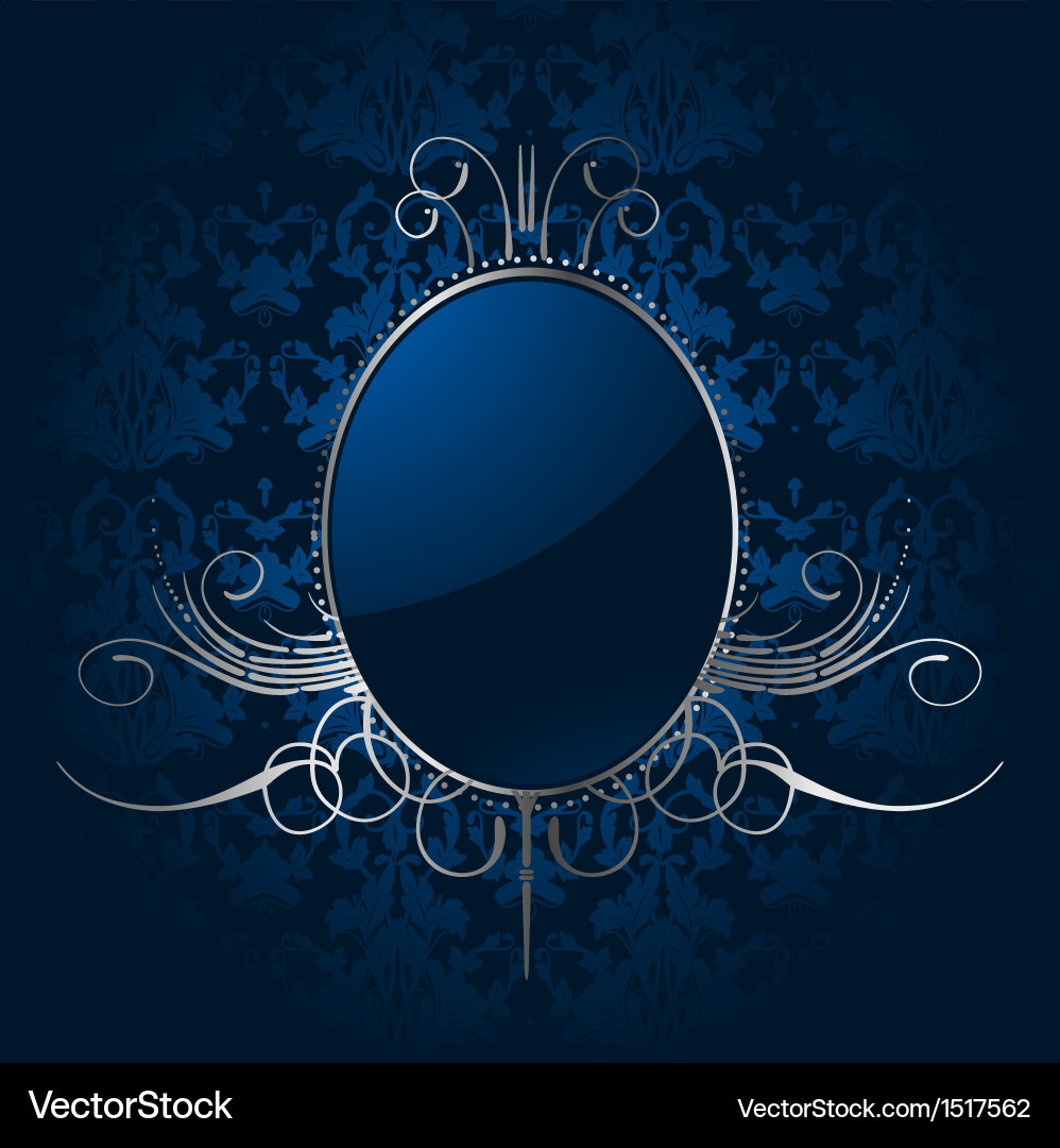 Royal blue background with silver frame Royalty Free Vector