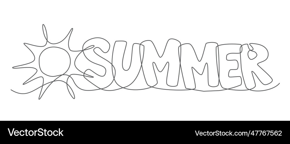 Summer one line drawing on white background Vector Image