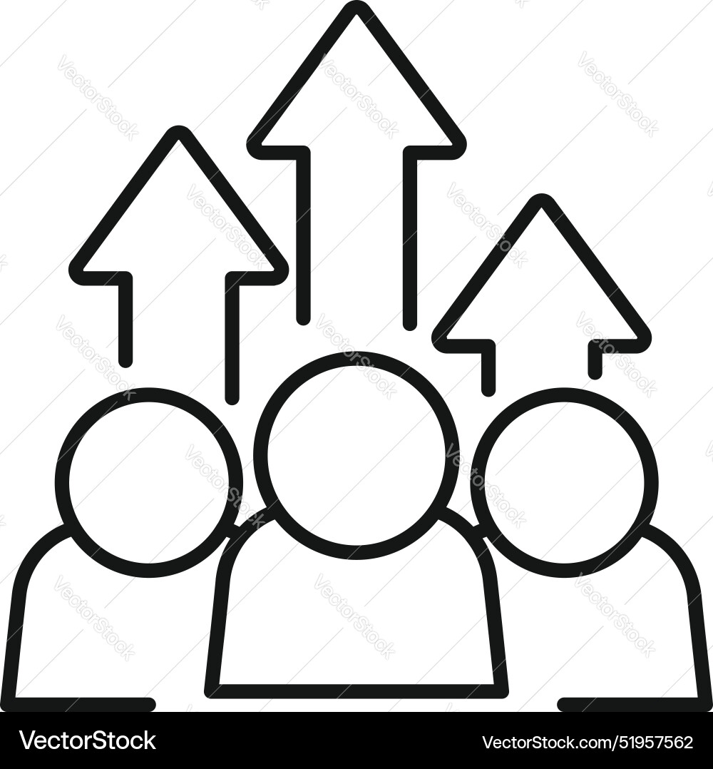 Three business people standing with growing up Vector Image