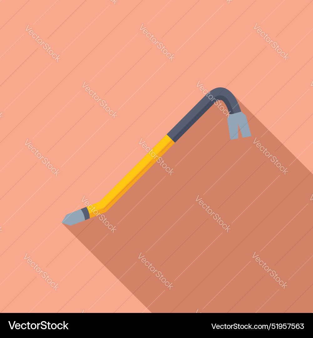 Crowbar tool lying with shadow on pink background Vector Image