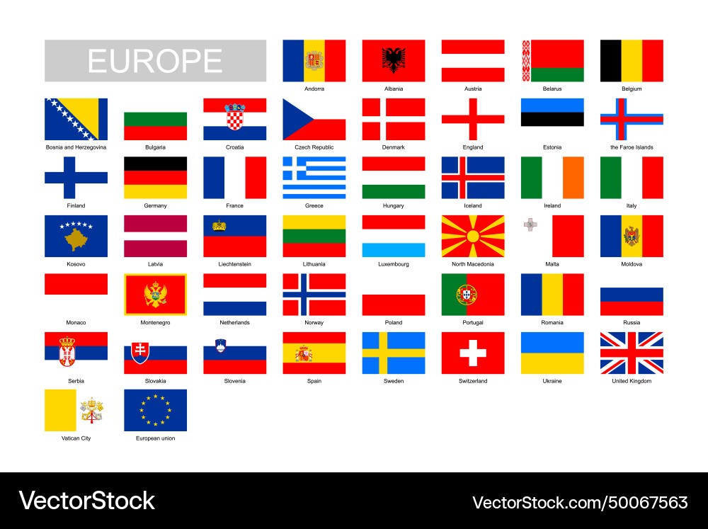 Flags of europe Royalty Free Vector Image - VectorStock