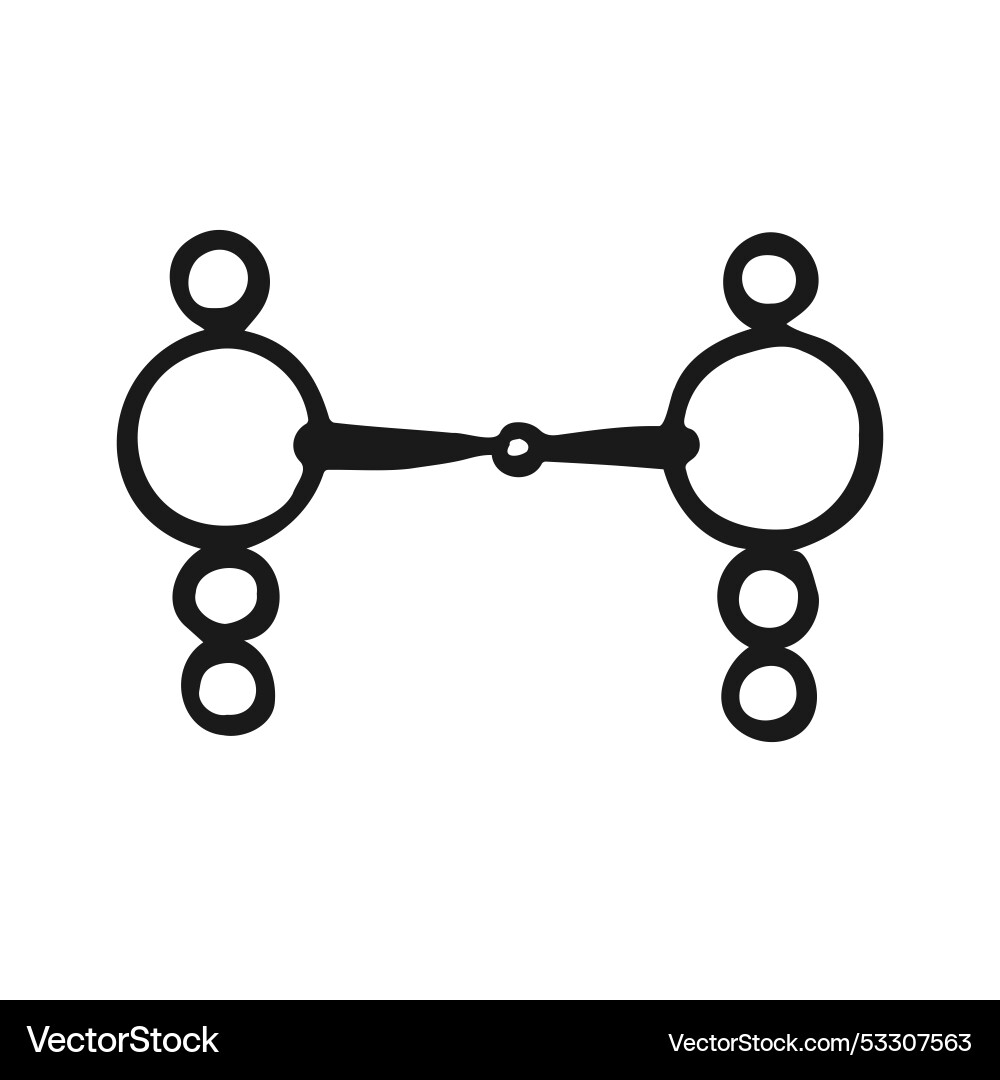 Hand drawn horse equestrian bit silhouette Vector Image
