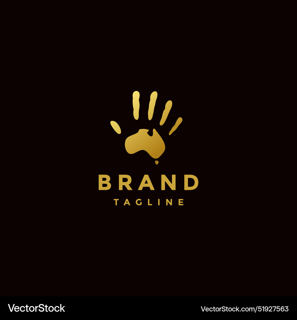 Hand palm shaped australian continent logo design Vector Image