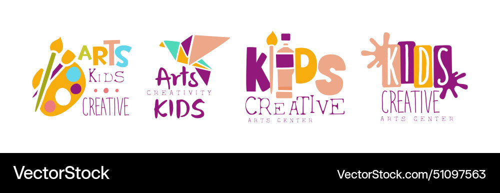 Kids creative art center logo and label design Vector Image