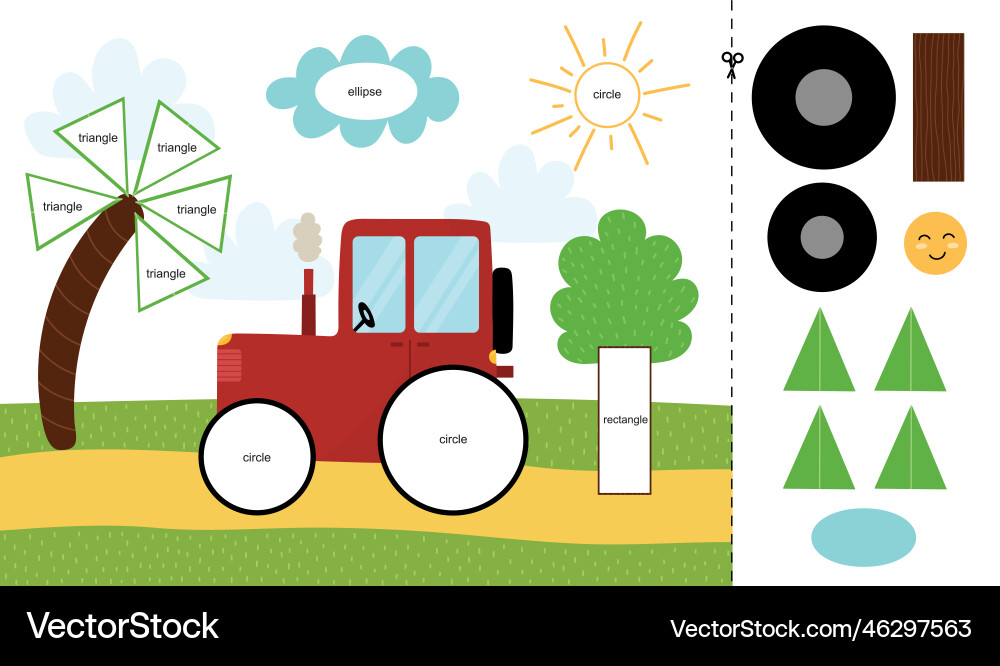 Matching game for kids learning geometric shapes Vector Image