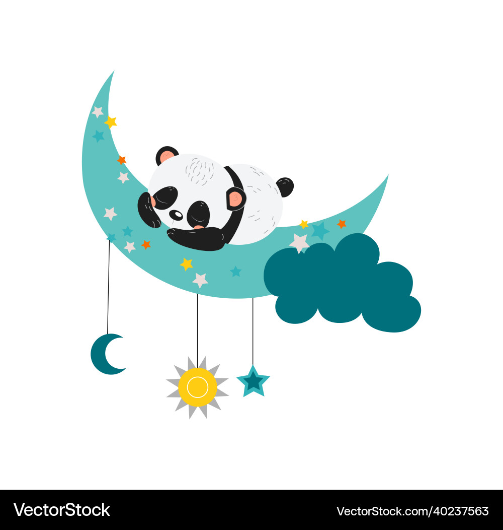 Panda on moon Royalty Free Vector Image - VectorStock