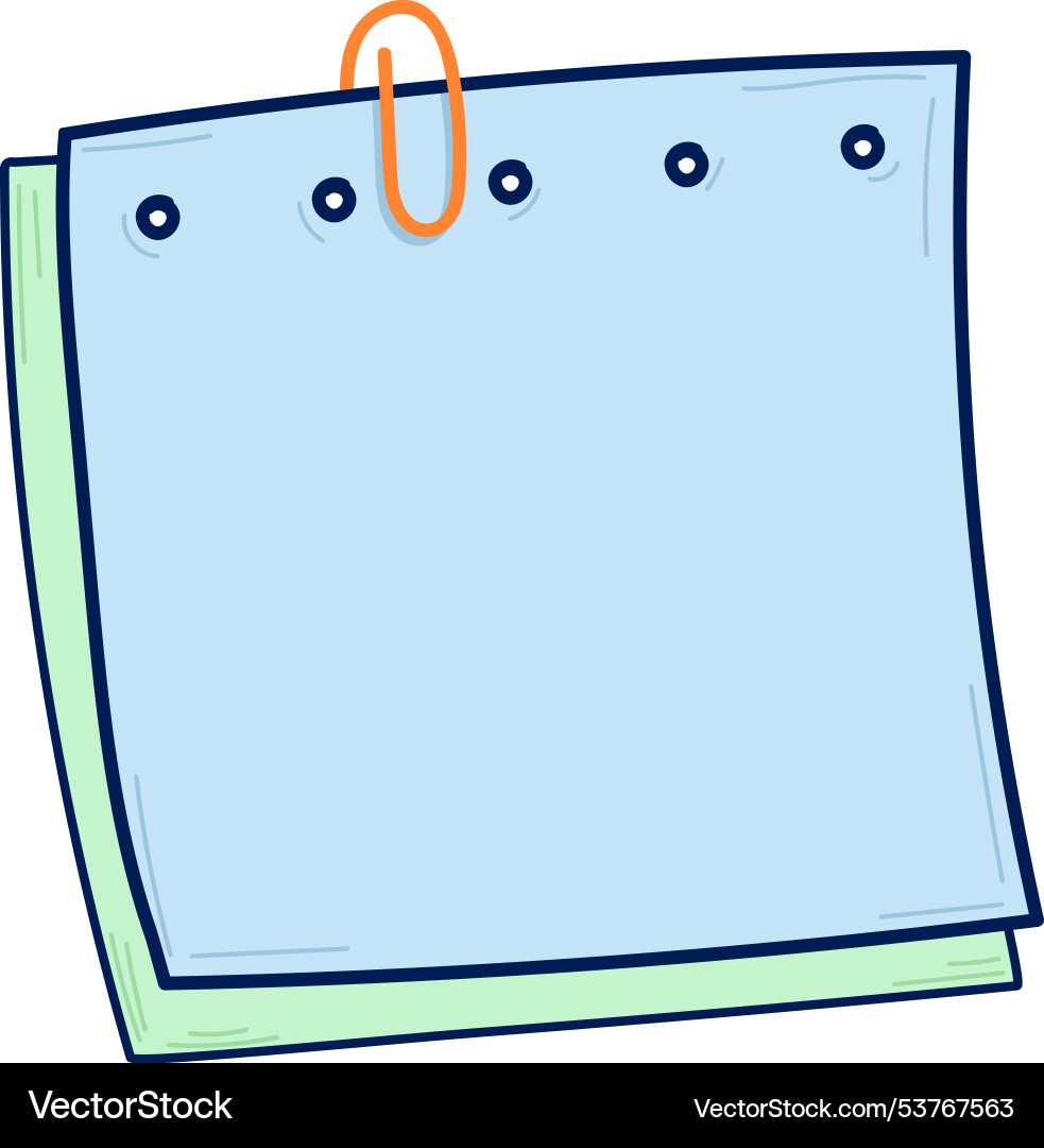 Paper note sketch with pin Royalty Free Vector Image