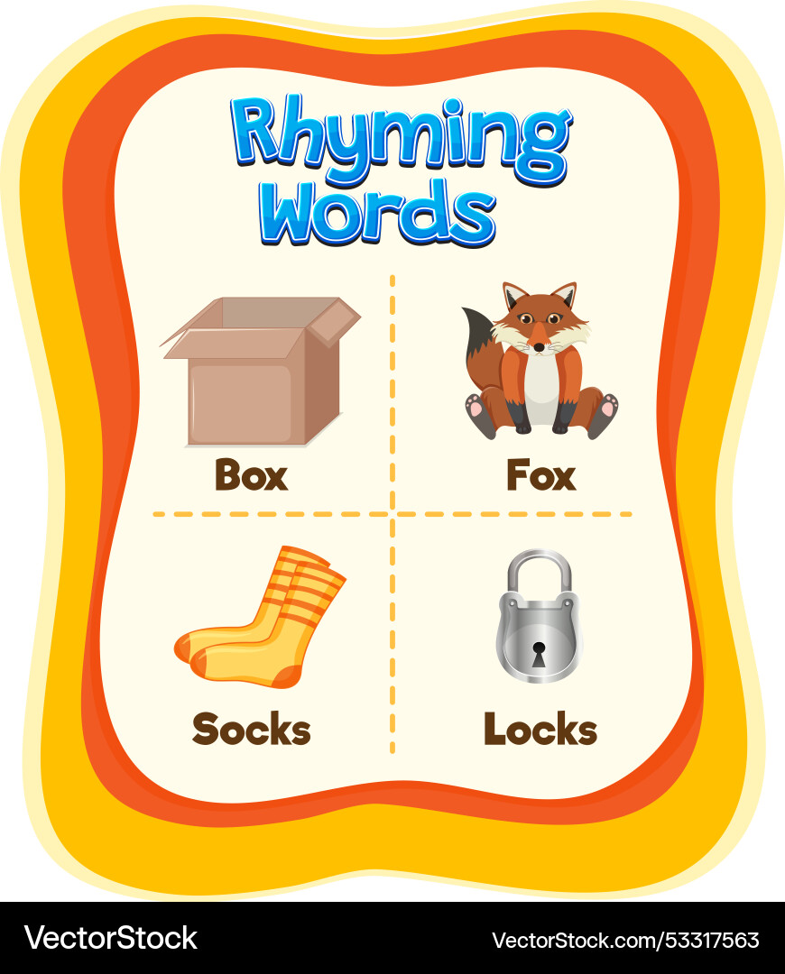 Rhyming words for kids Royalty Free Vector Image