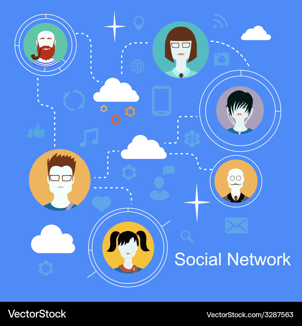 Social network media icons concept with people Vector Image