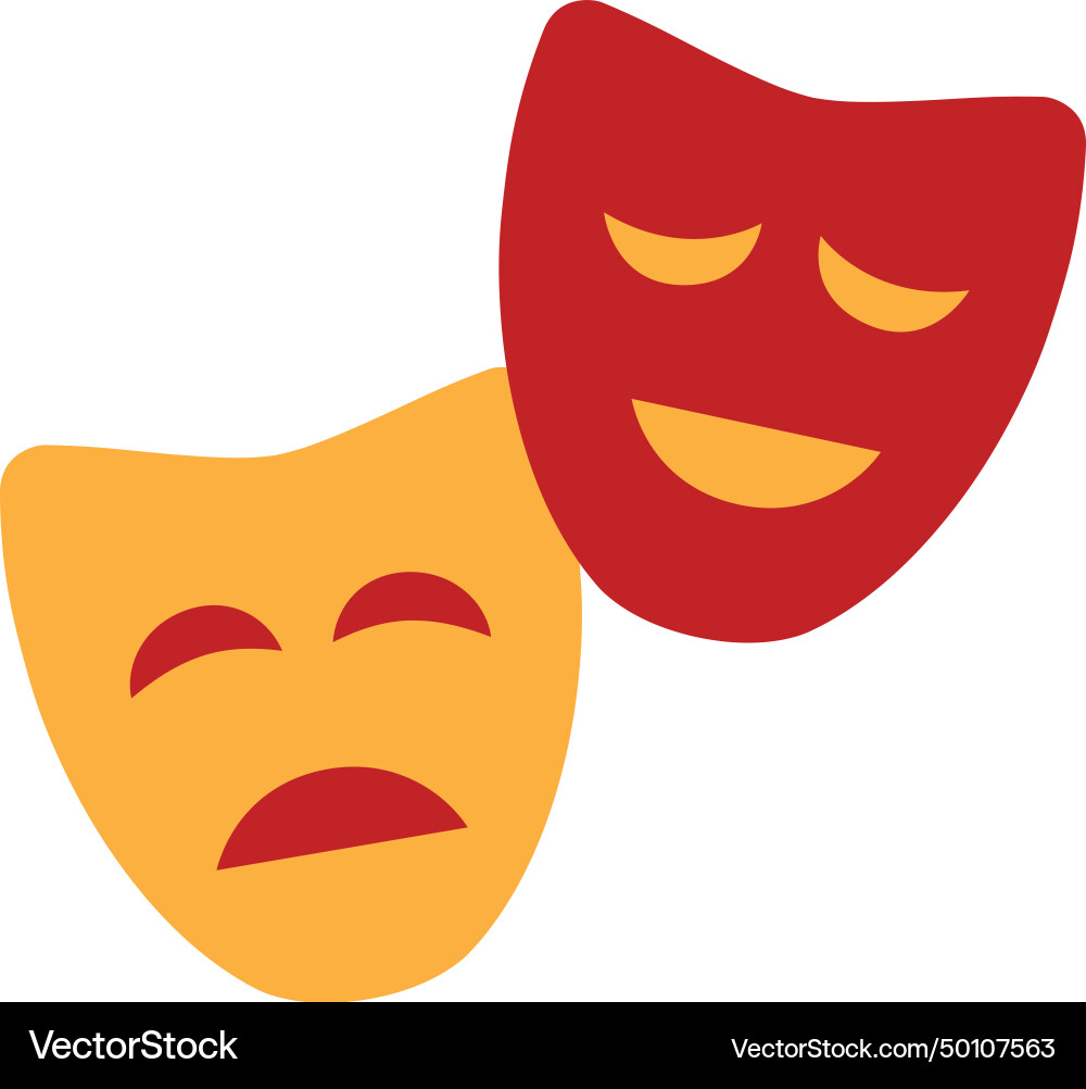 Theatre mask icon silhouette drama comedy Vector Image