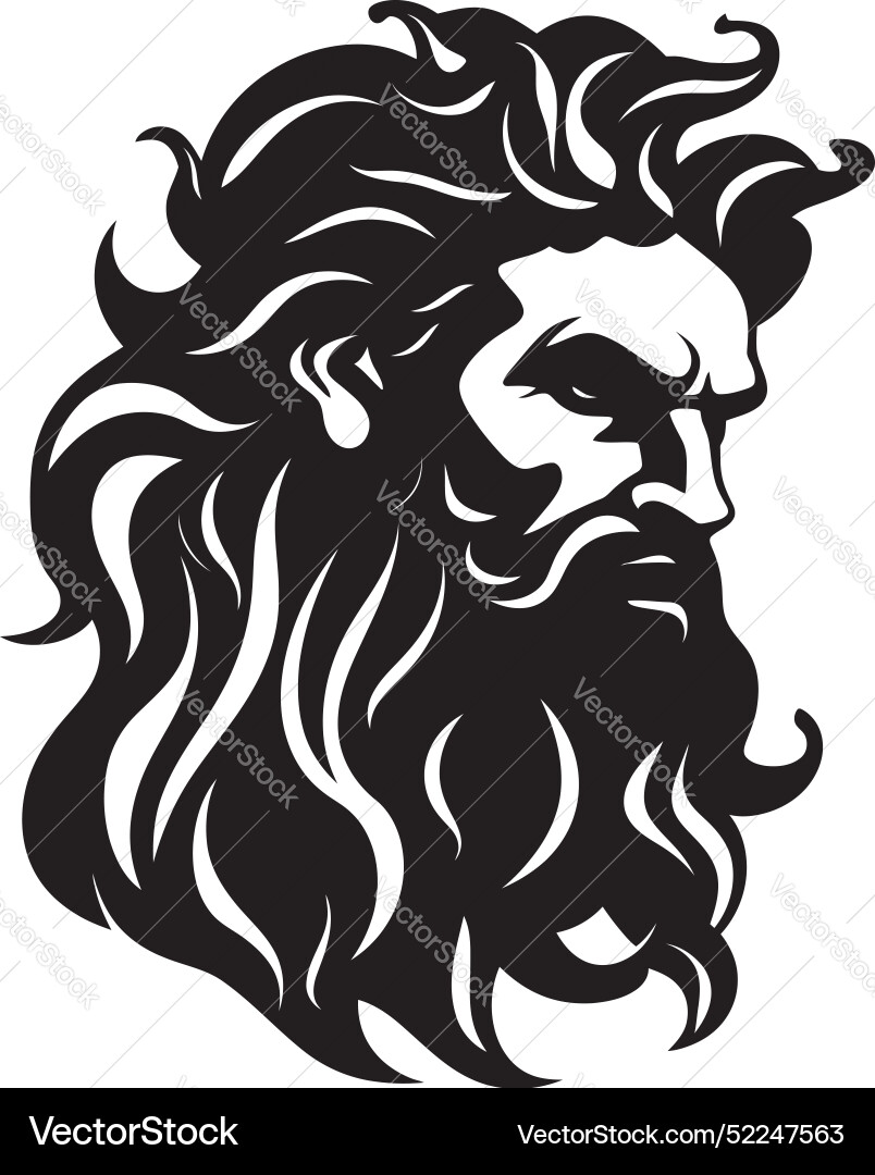 Tidal titan poseidon gods iconic black design Vector Image