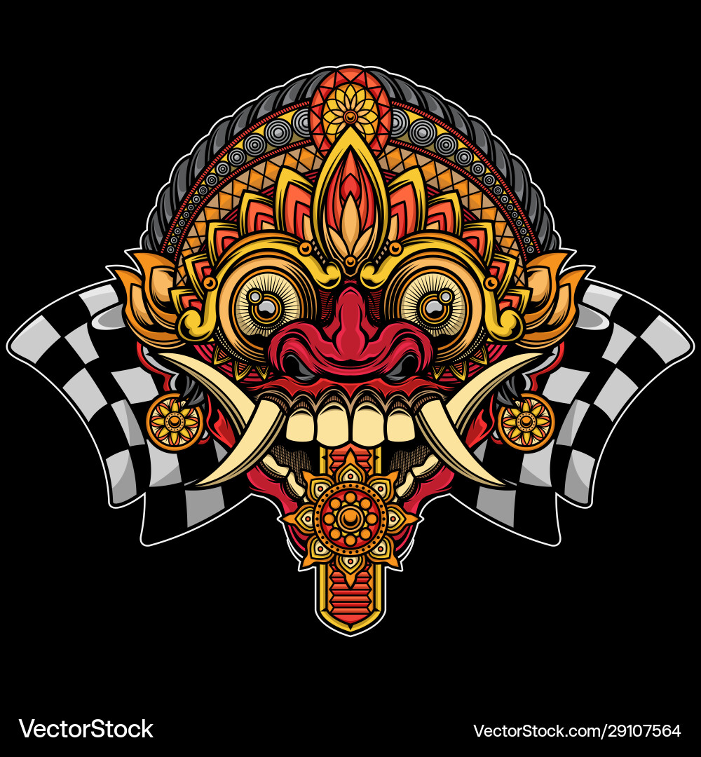 Balinese rangda mask design Royalty Free Vector Image