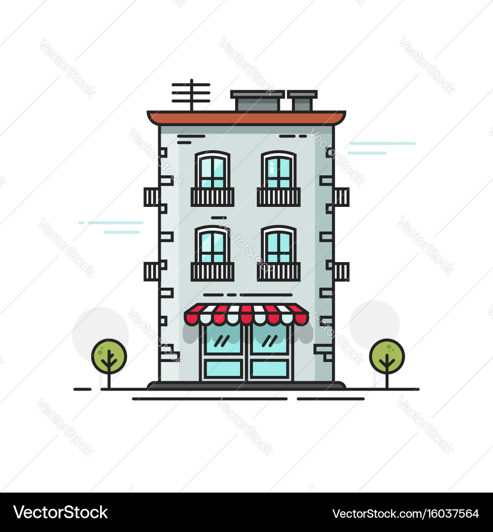 City building flat cartoon Royalty Free Vector Image
