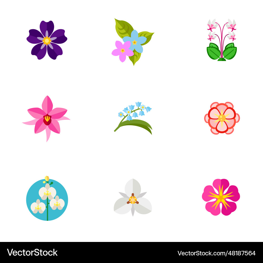 Flower symbols icon set Royalty Free Vector Image
