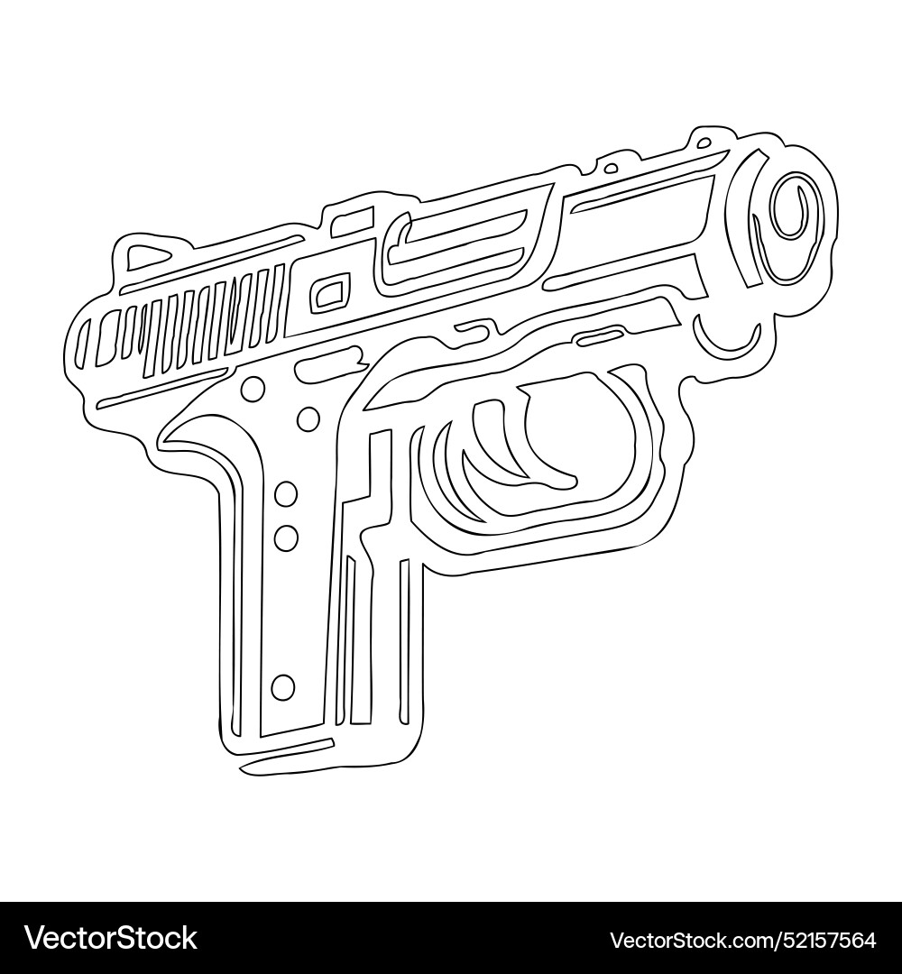 Gun galaxy outline sketch Royalty Free Vector Image