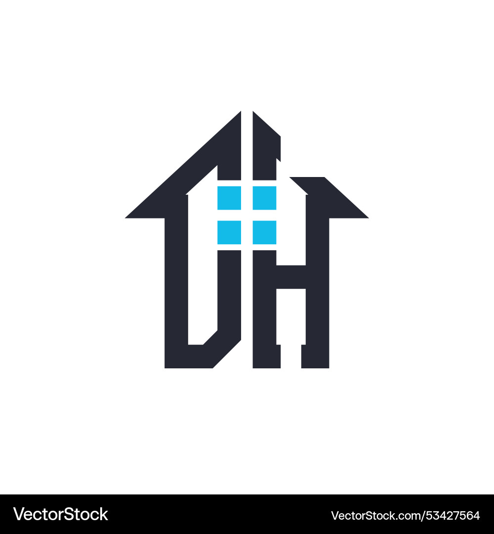 Initials dh house logo design creative letter dh Vector Image