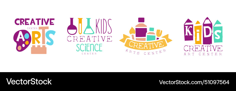 Kids creative art center logo and label design Vector Image