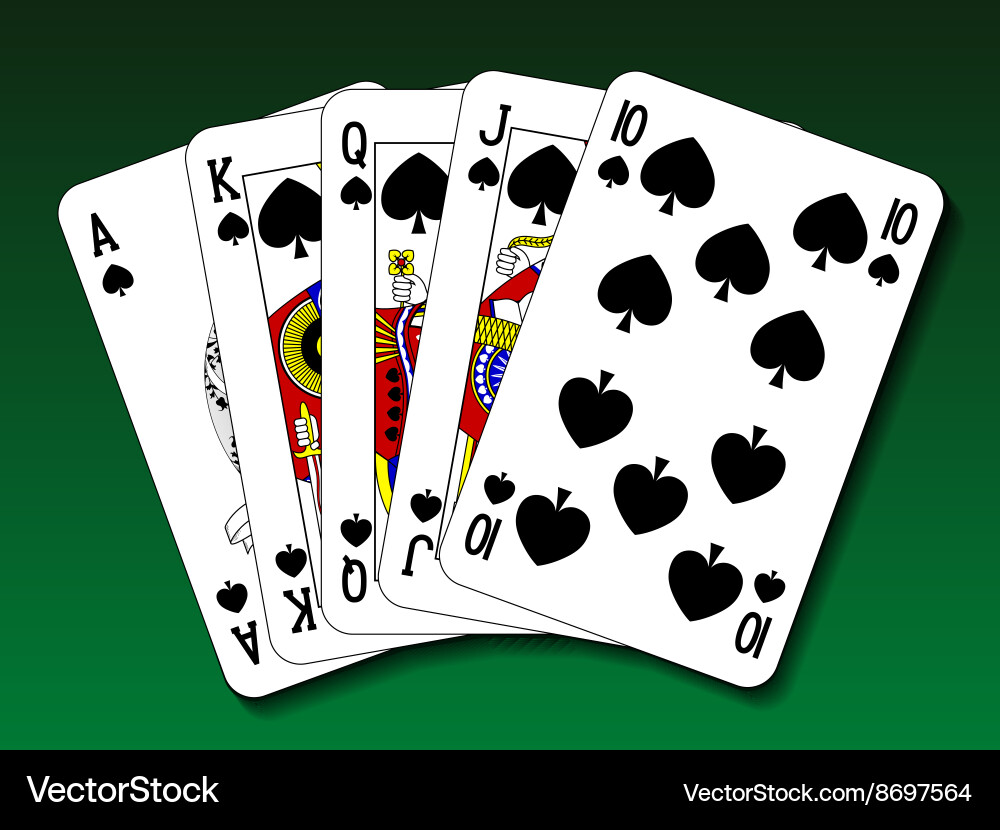Poker hand - royal flush spade Royalty Free Vector Image