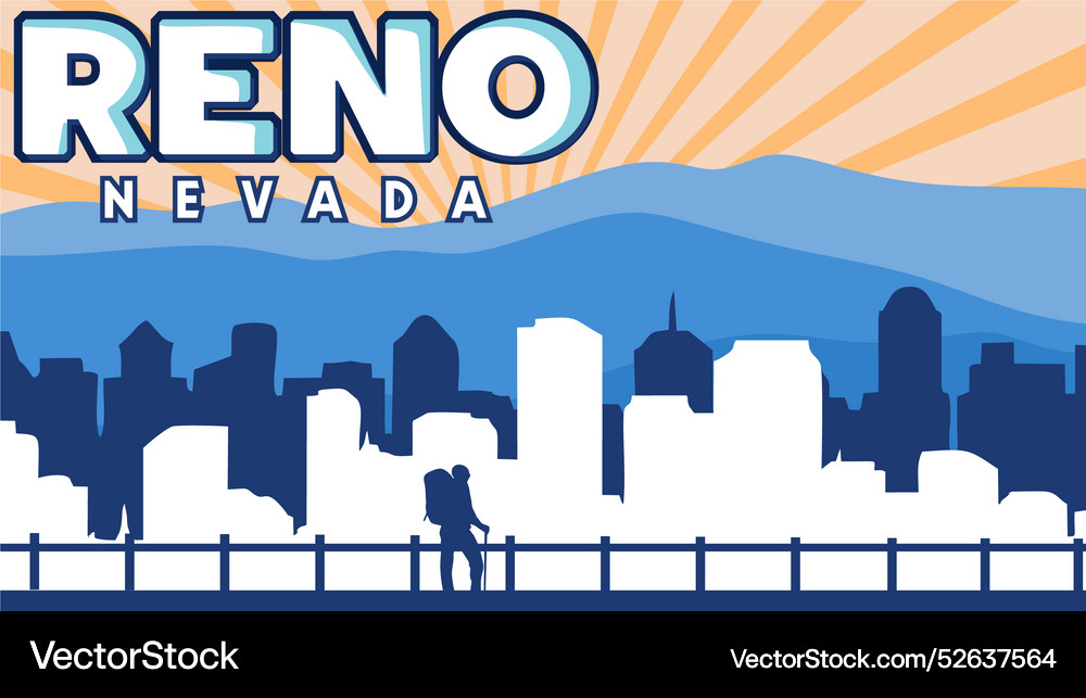Reno nevada with beautiful blue sky Royalty Free Vector
