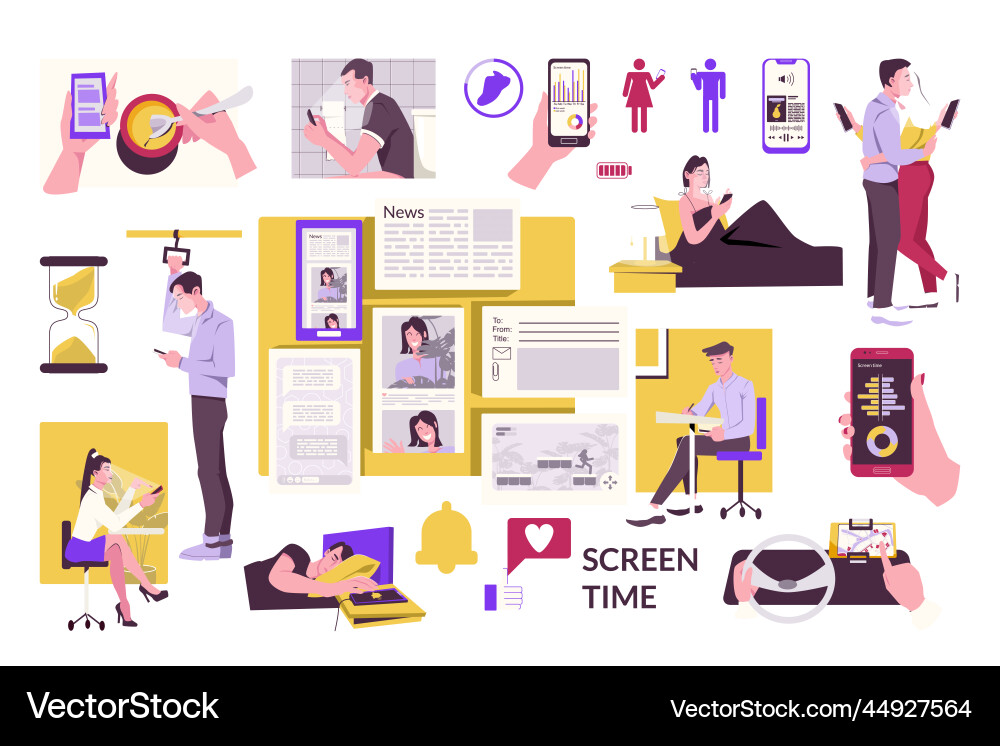 Screen time set Royalty Free Vector Image - VectorStock