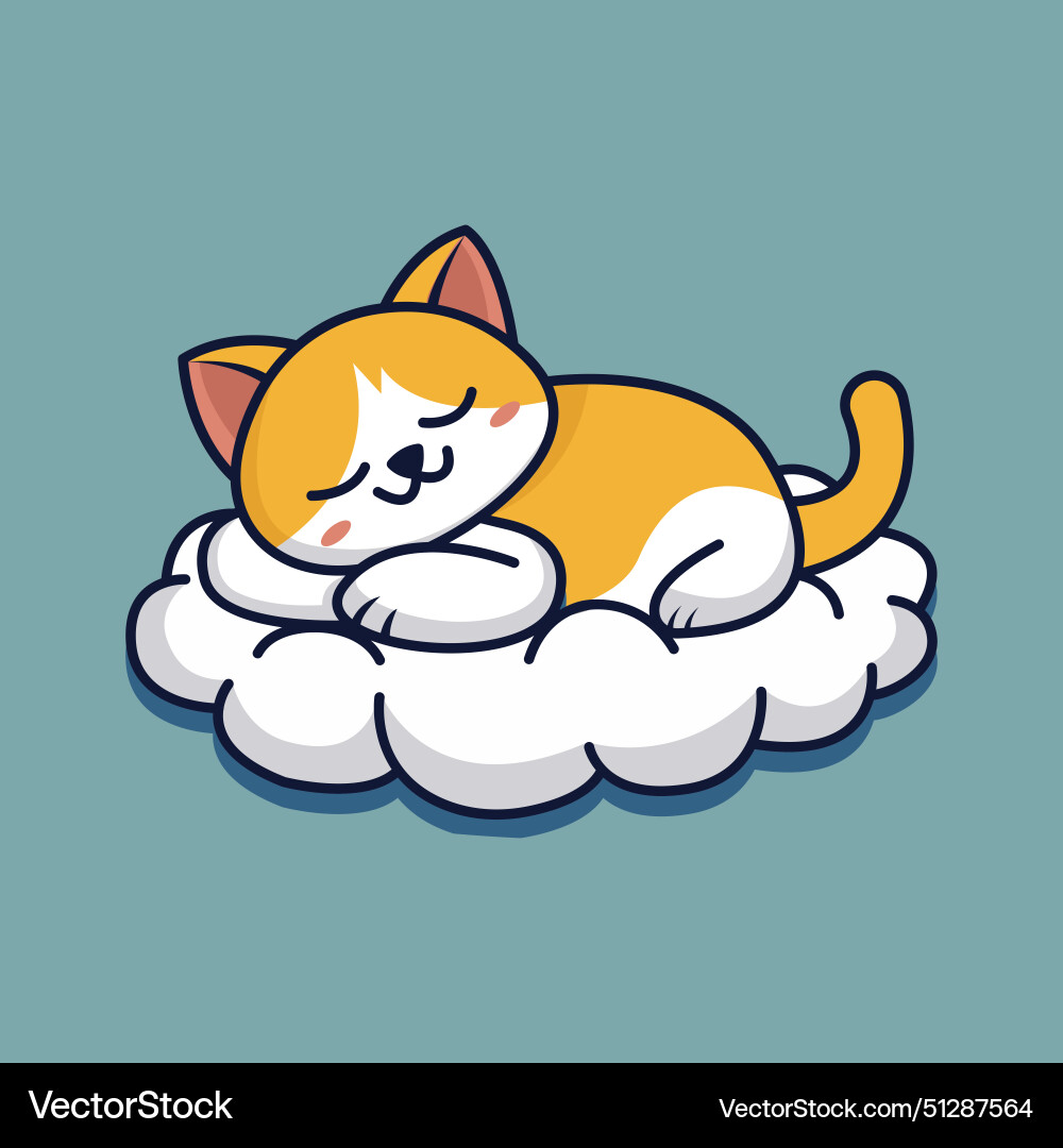 Sleeping cat cute cartoon Royalty Free Vector Image