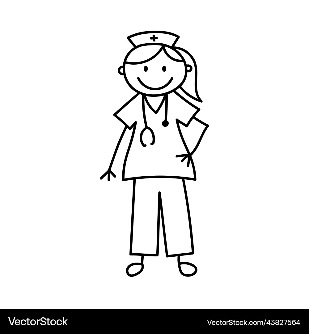 Smiling Doodle Doctor Royalty Free Vector Image