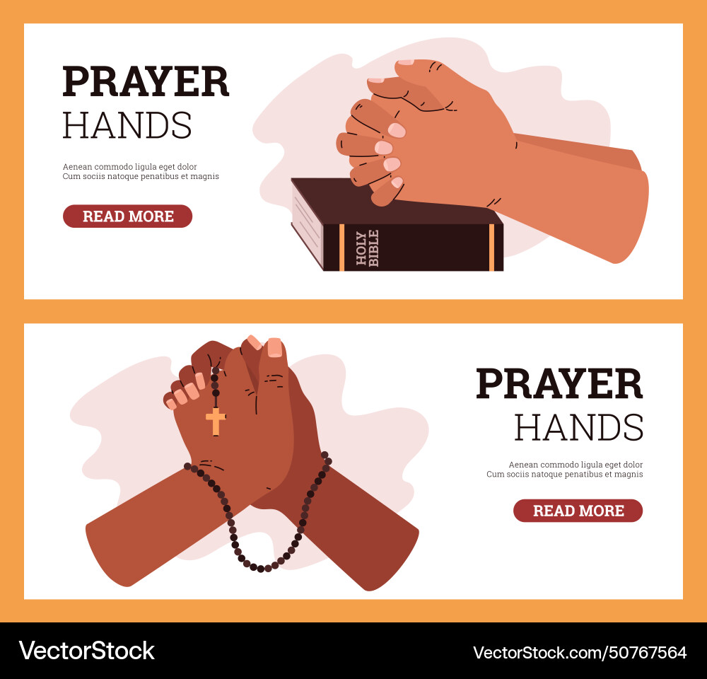 Spiritual prayer hands set Royalty Free Vector Image