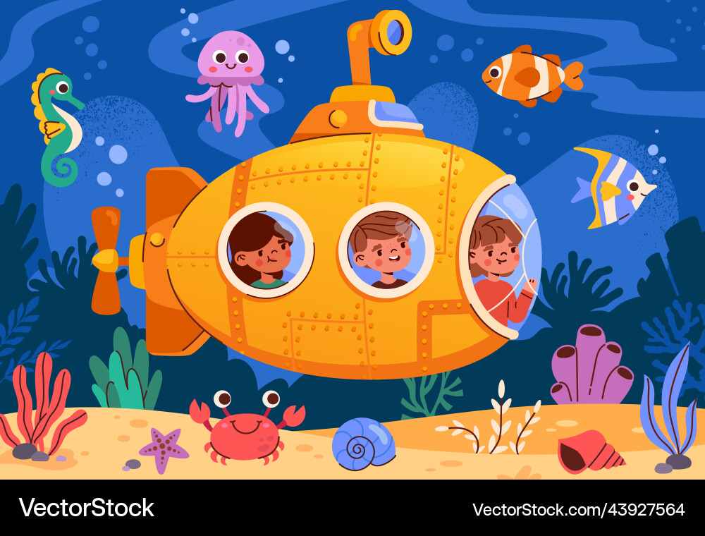 Submarine under sea concept Royalty Free Vector Image