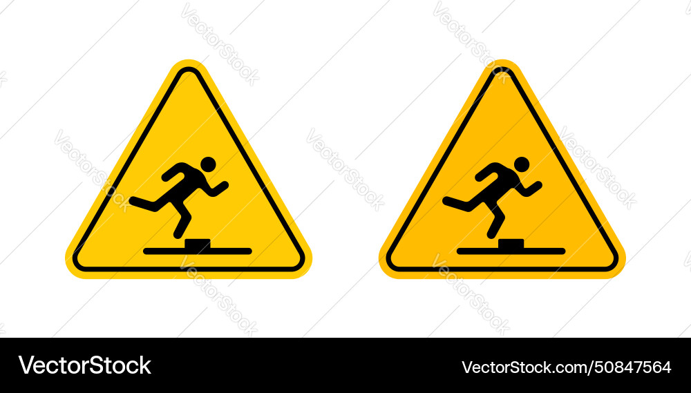 Tripping hazard warning sign icon set danger Vector Image