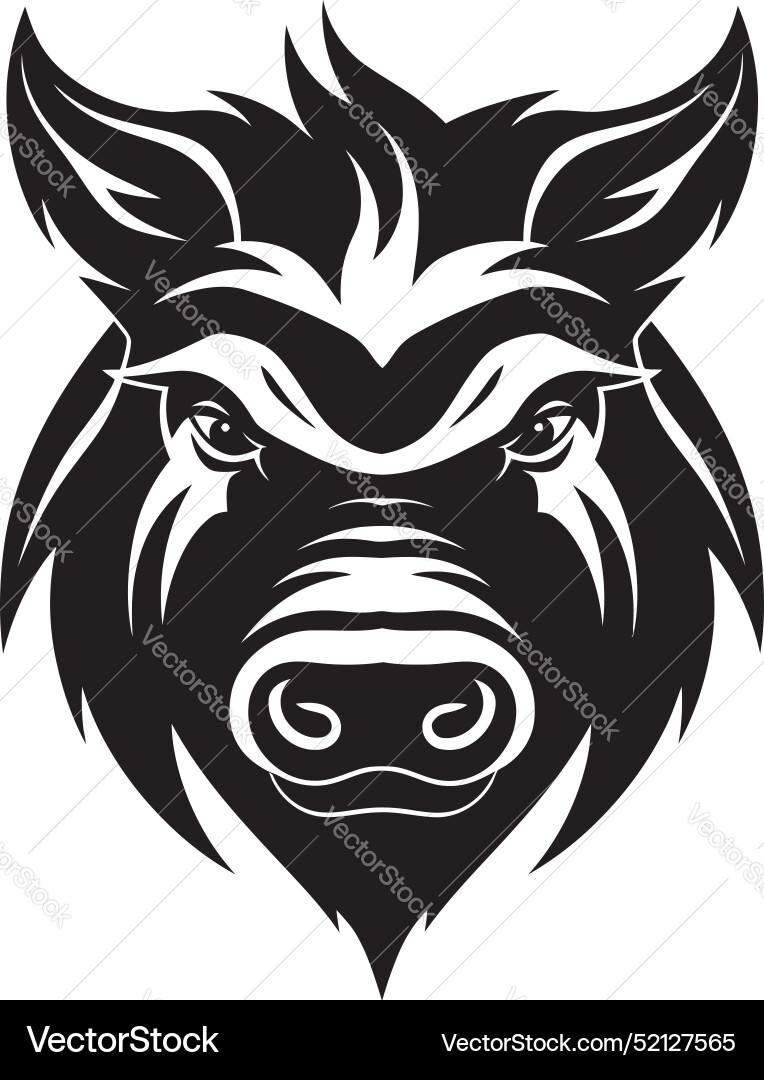 Boar brawn iconic emblem ferine force wild boar Vector Image