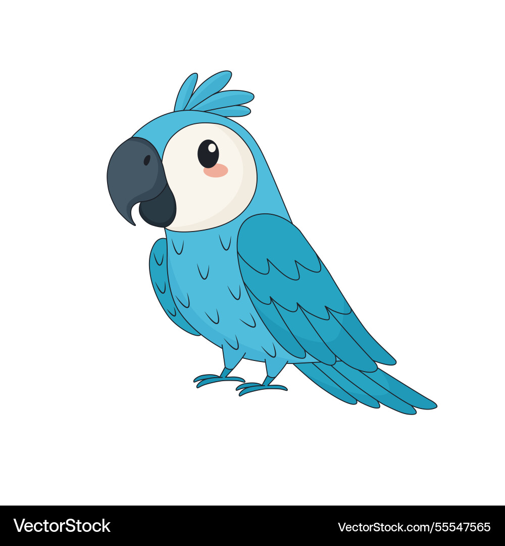 Cute blue parrot character Royalty Free Vector Image