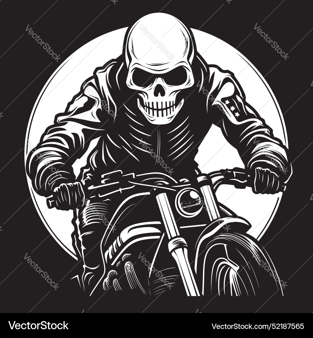 Death ride skeleton riding motorcycle black logo Vector Image