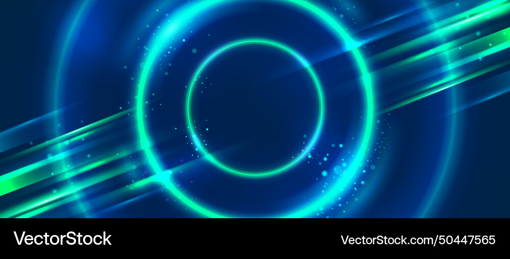 Green neon light energy ring background Royalty Free Vector
