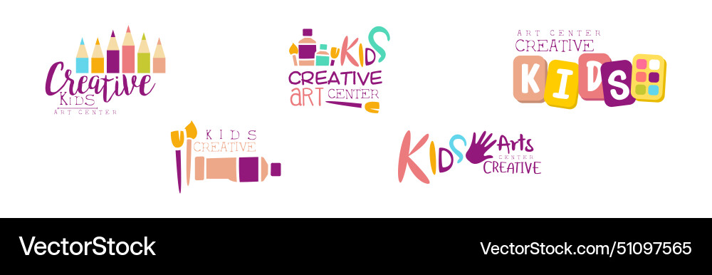 Kids creative art center logo and label design Vector Image
