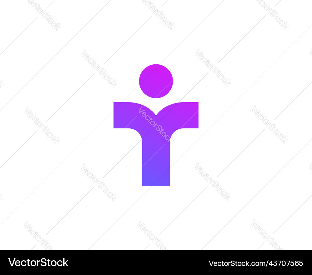 Letter t with person logo icon design template Vector Image
