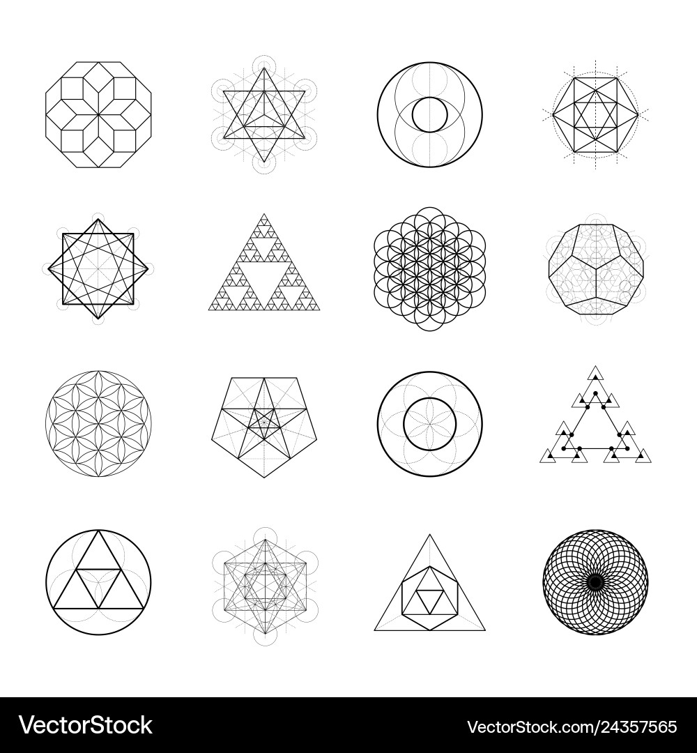 Sacred geometry design elements alchemy Royalty Free Vector
