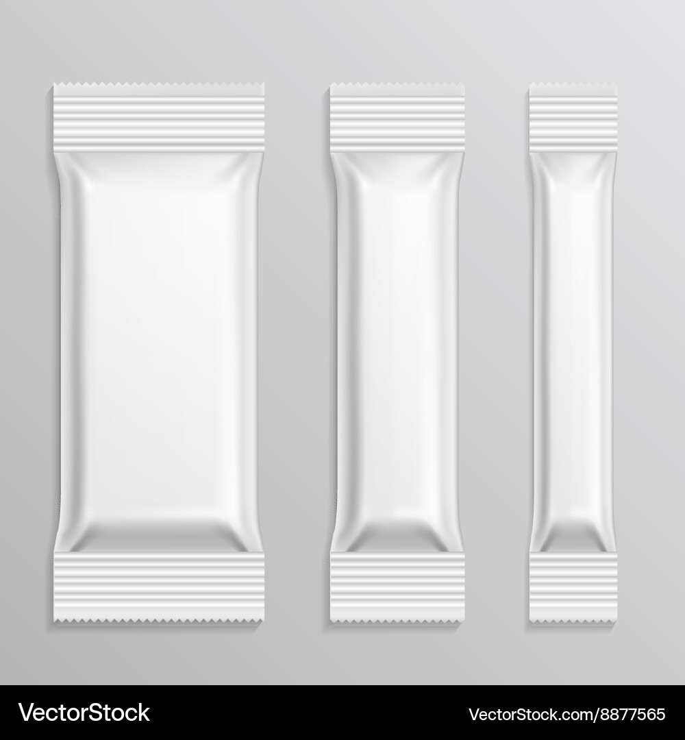 Stick plastic packs set for snack product Vector Image
