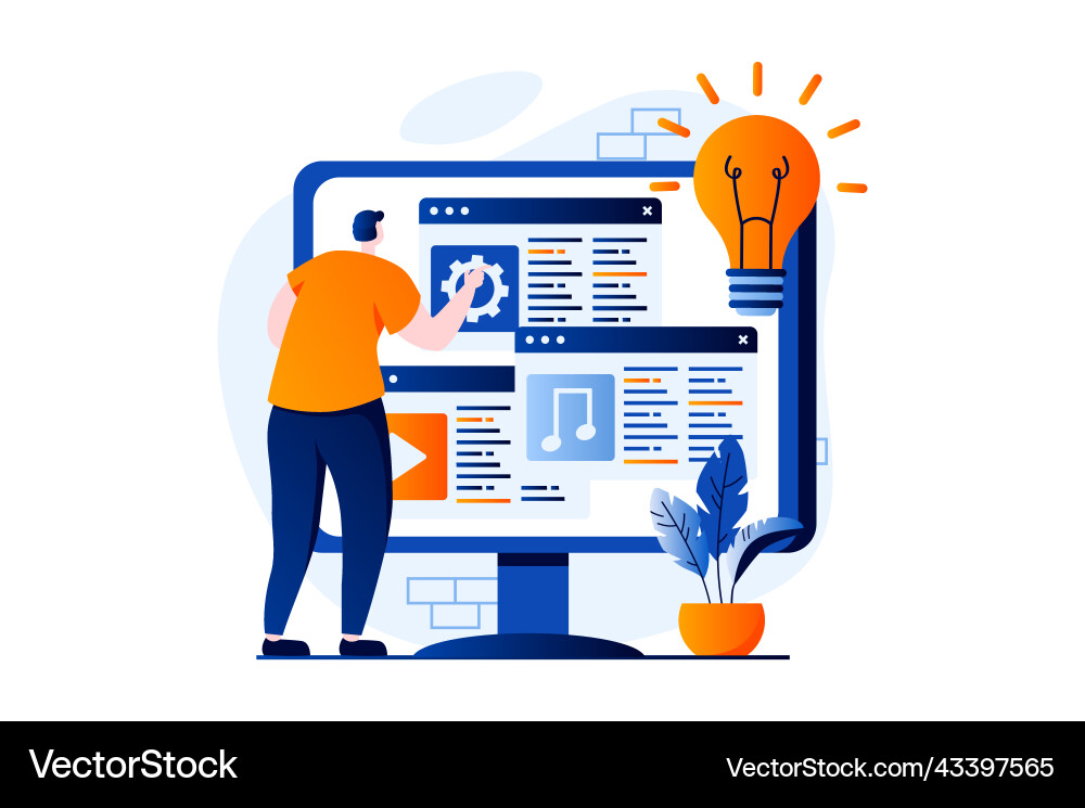 Web Development - People & Layout Royalty Free Vector