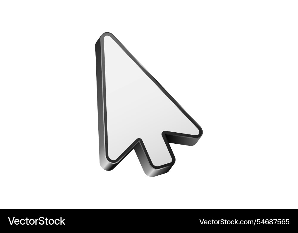 Weißer Pfeil Cursor Symbol mit schwarzem Umriss Vektorbild