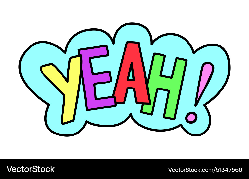 90s or y2k style hand drawn elements with yeah Vector Image