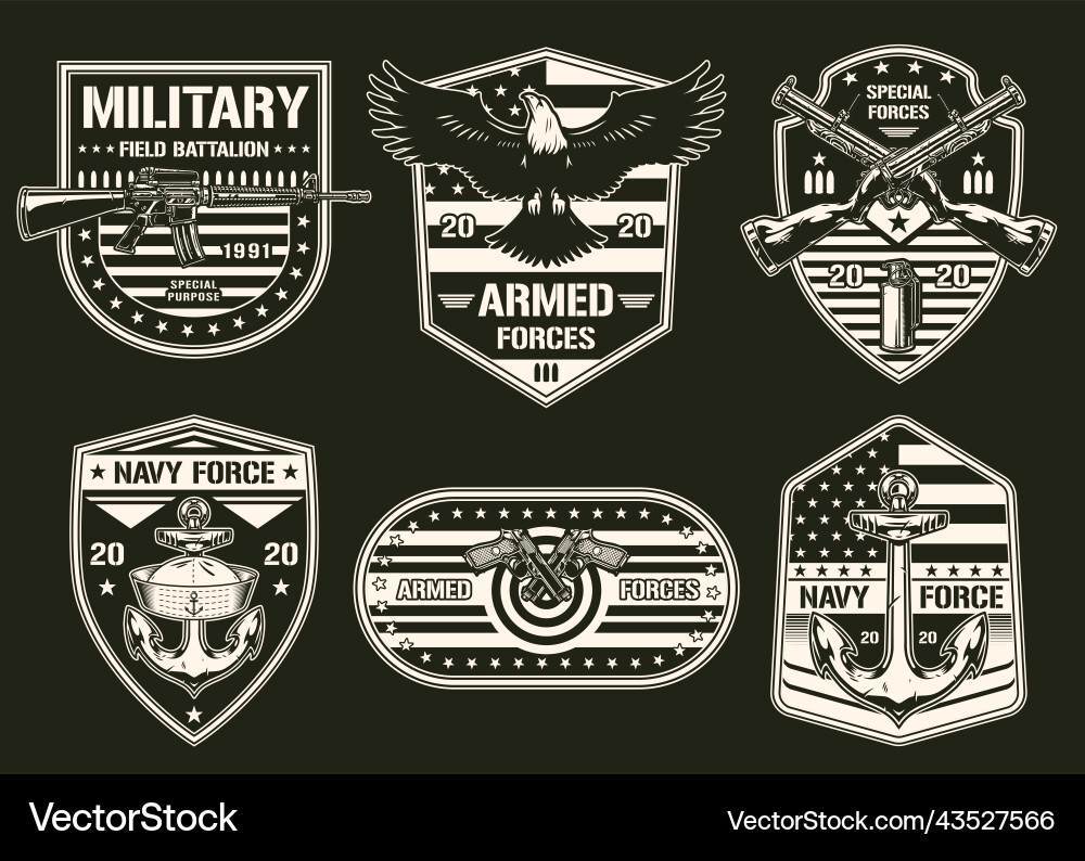 Vintage Army Logo Vintage Military And Army Badges Royalty Free Vector