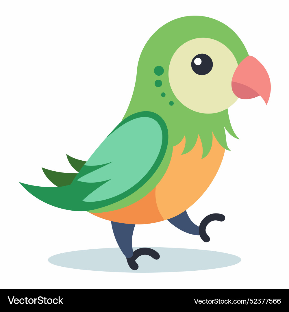 Conure bird walks kawaii Royalty Free Vector Image