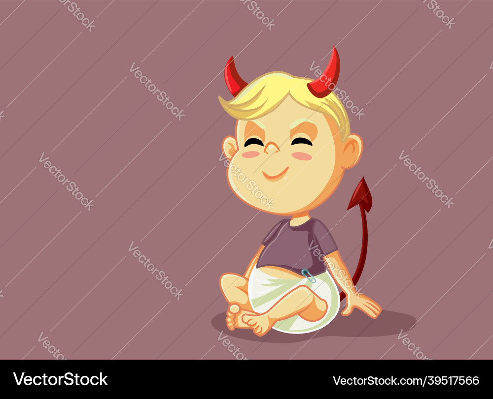 Evil devilish baby cartoon Royalty Free Vector Image