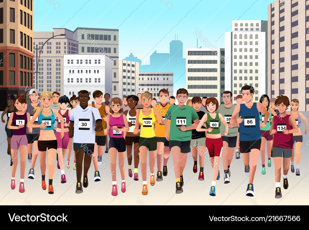 Group of Marathon Runners Royalty Free Vector Image